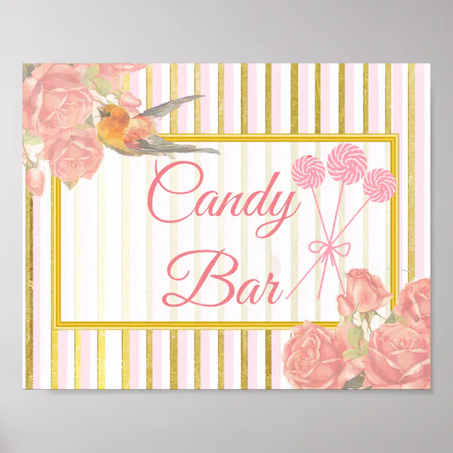 Wedding Sign for Candy Bar, Pink Lollipops | Zazzle