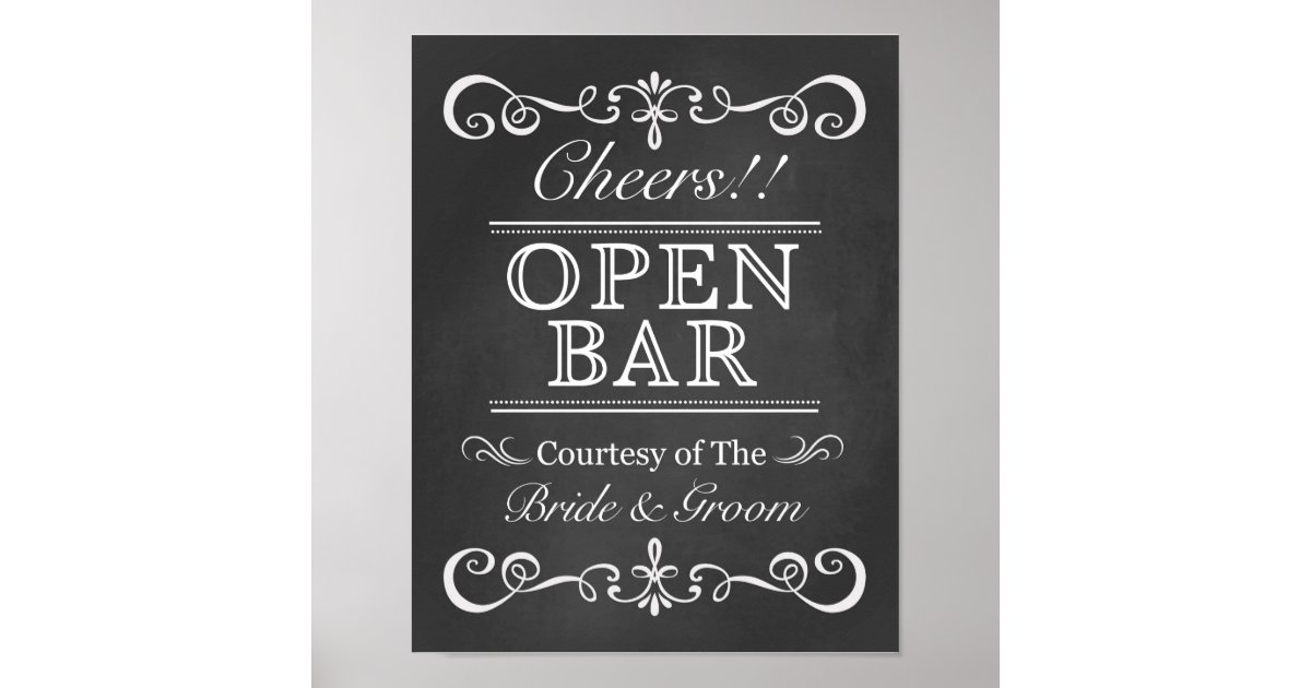 Wedding Sign – Open Bar Wedding Chalkboard Sign | Zazzle