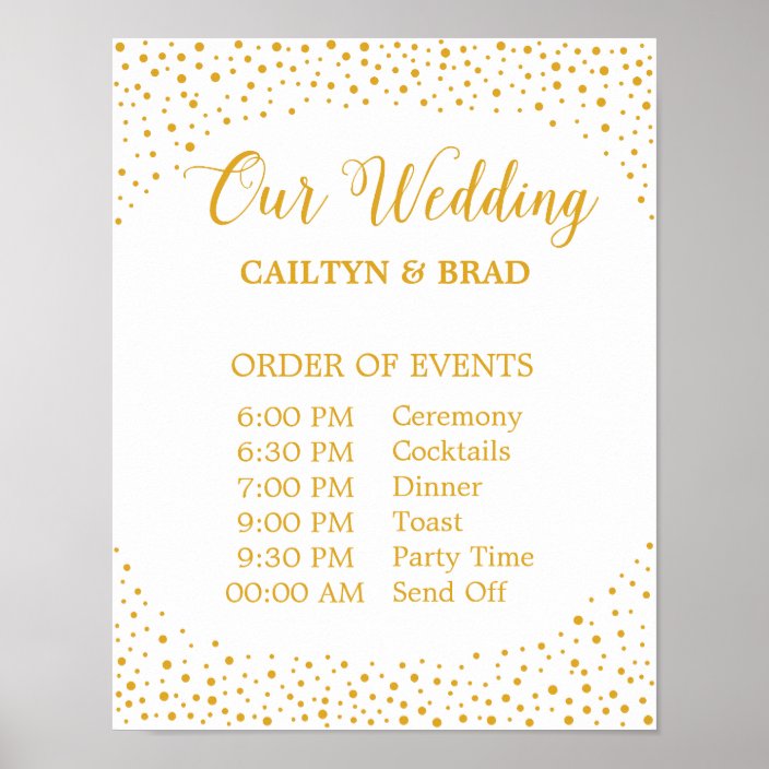 Wedding Sign – Schedule Confetti Wedding Sign | Zazzle.com