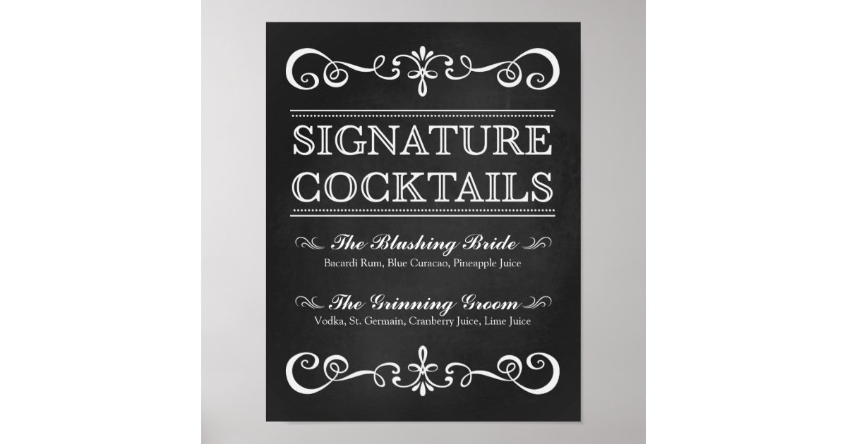 Wedding Sign – Signature Cocktail Chalkboard Sign | Zazzle