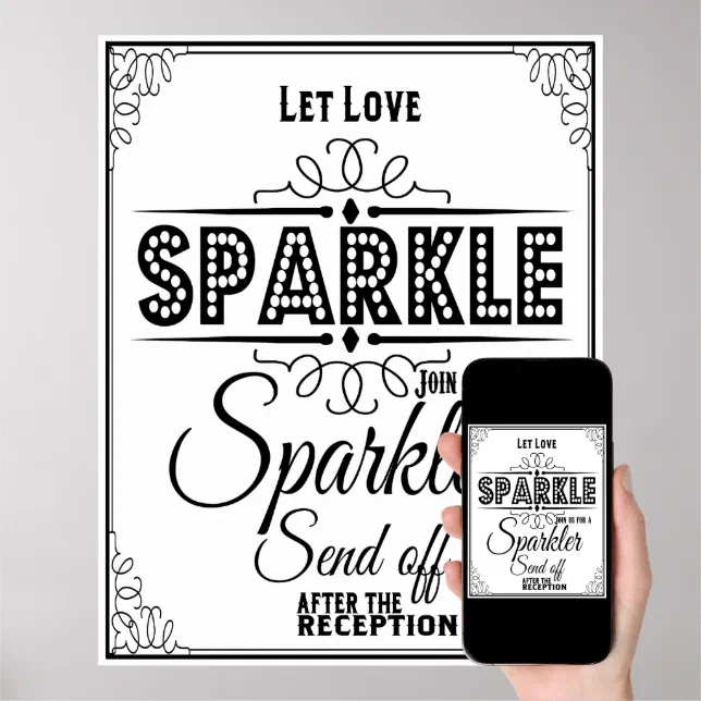 Wedding sign Sparkle send off poster | Zazzle