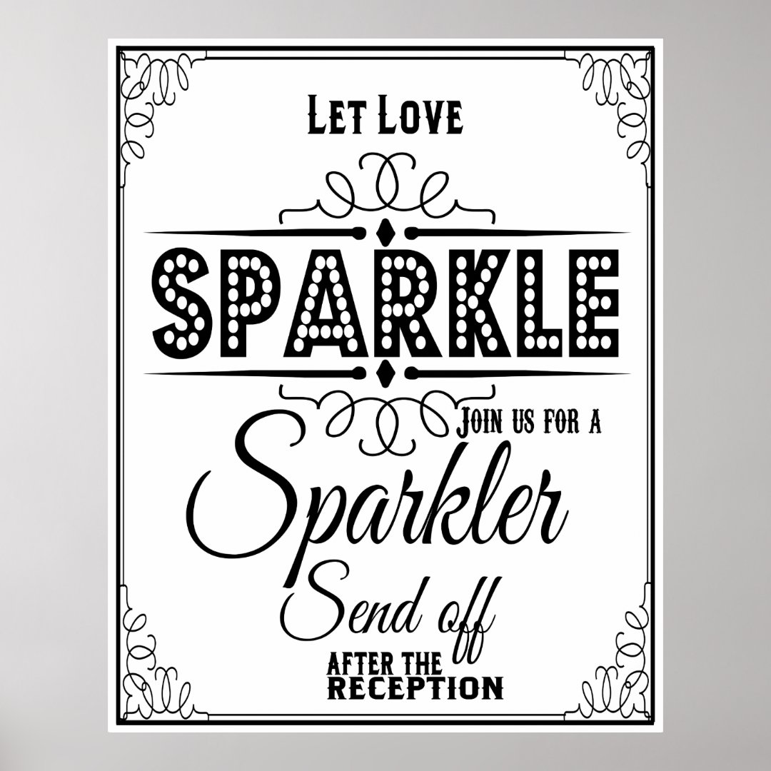 Wedding sign Sparkle send off poster | Zazzle