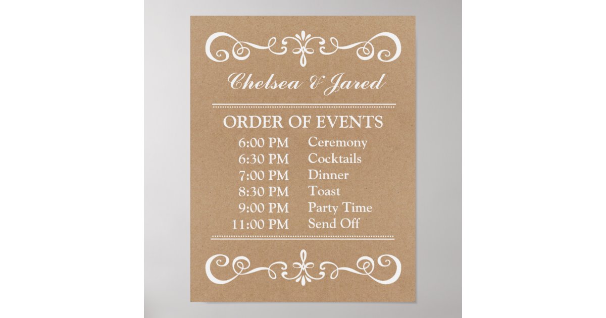 Wedding Sign – Wedding Schedule Rustic Sign | Zazzle