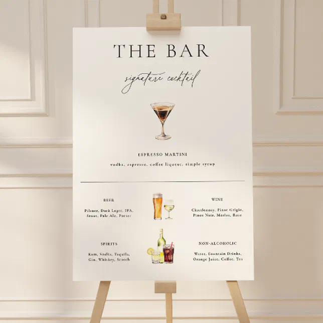 Wedding Signature Cocktail Bar List Sign | Zazzle