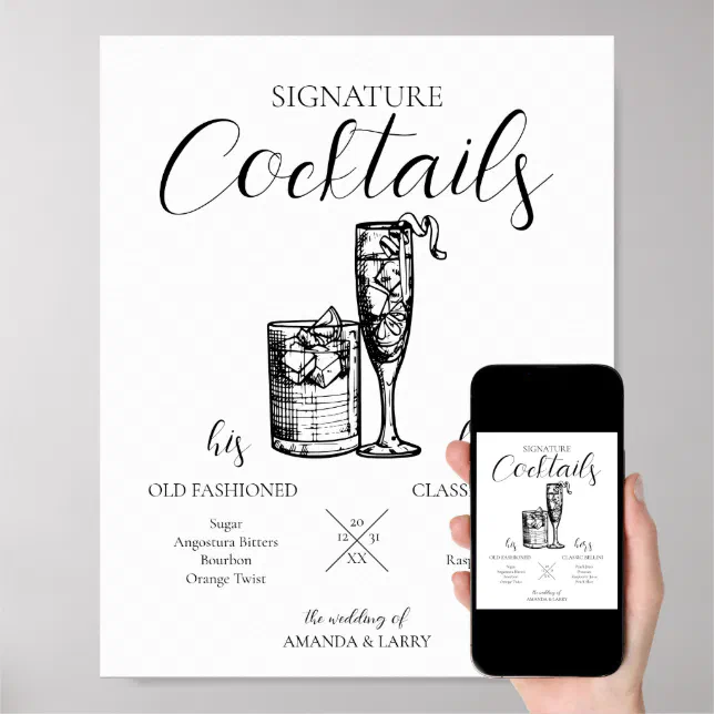 Wedding Signature Cocktails Sign | Zazzle