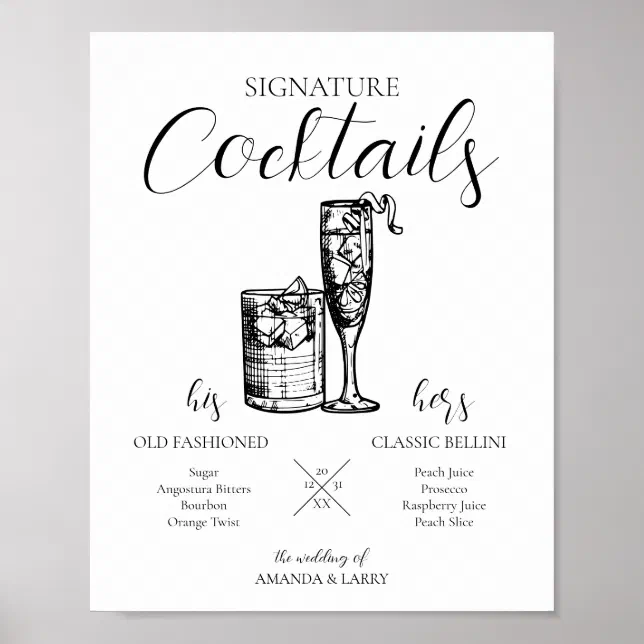 Wedding Signature Cocktails Sign | Zazzle