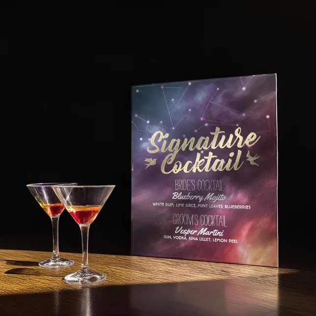 Wedding Signature Drink Menu Galaxy Constellations Poster | Zazzle