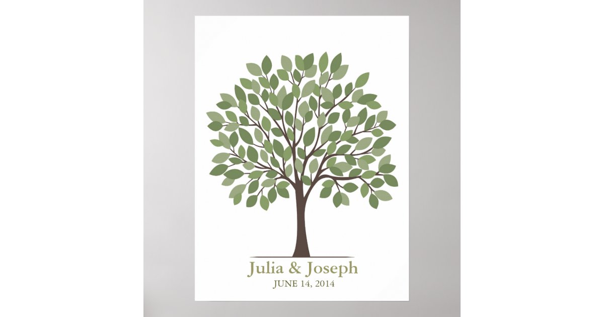 Wedding Signature Tree Poster – Natural Green | Zazzle