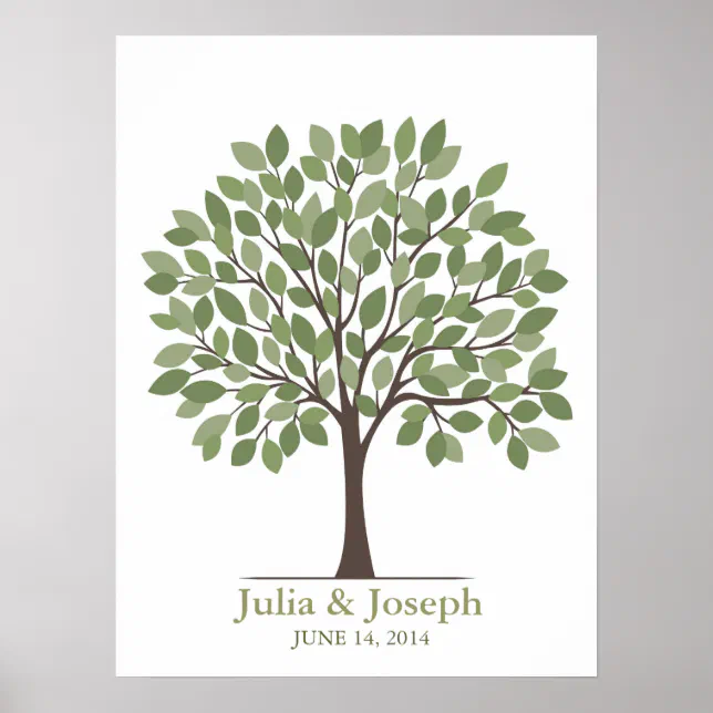 Wedding Signature Tree Poster – Natural Green | Zazzle