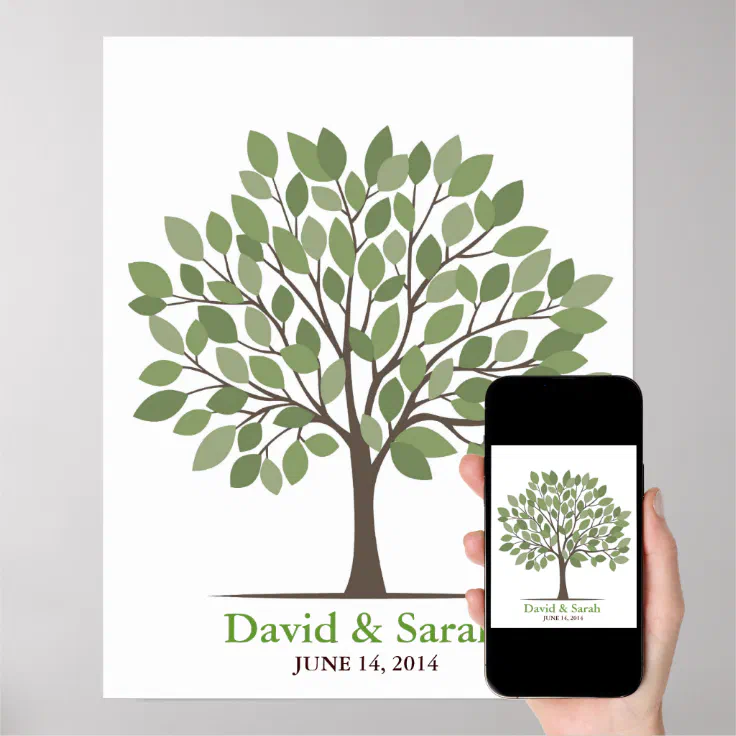 Wedding Signature Tree Poster – Natural Green–MED | Zazzle