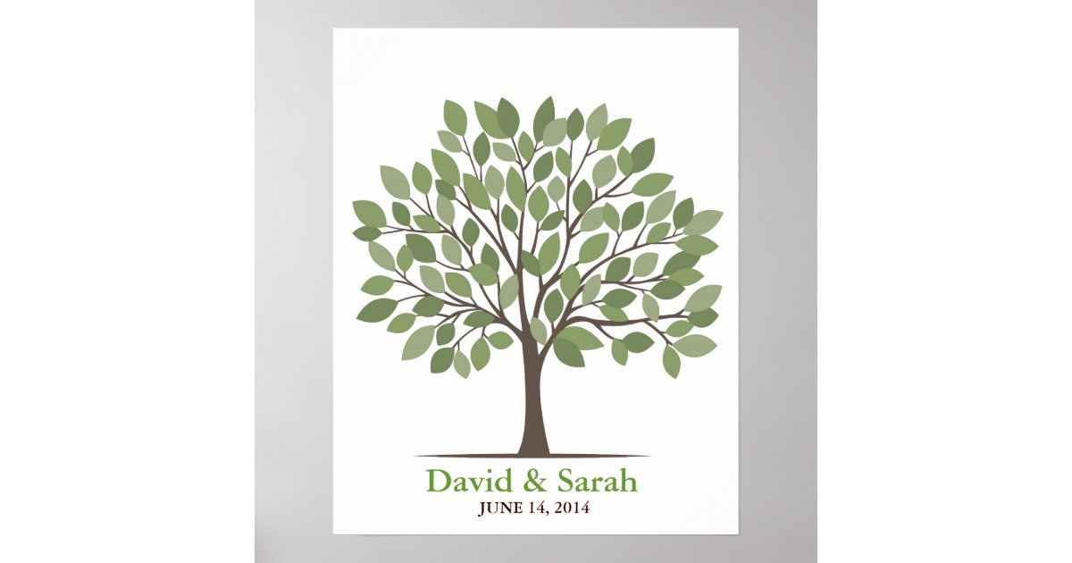 Wedding Signature Tree Poster – Natural Green–MED | Zazzle