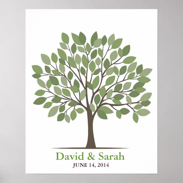 Wedding Signature Tree Poster – Natural Green–MED | Zazzle