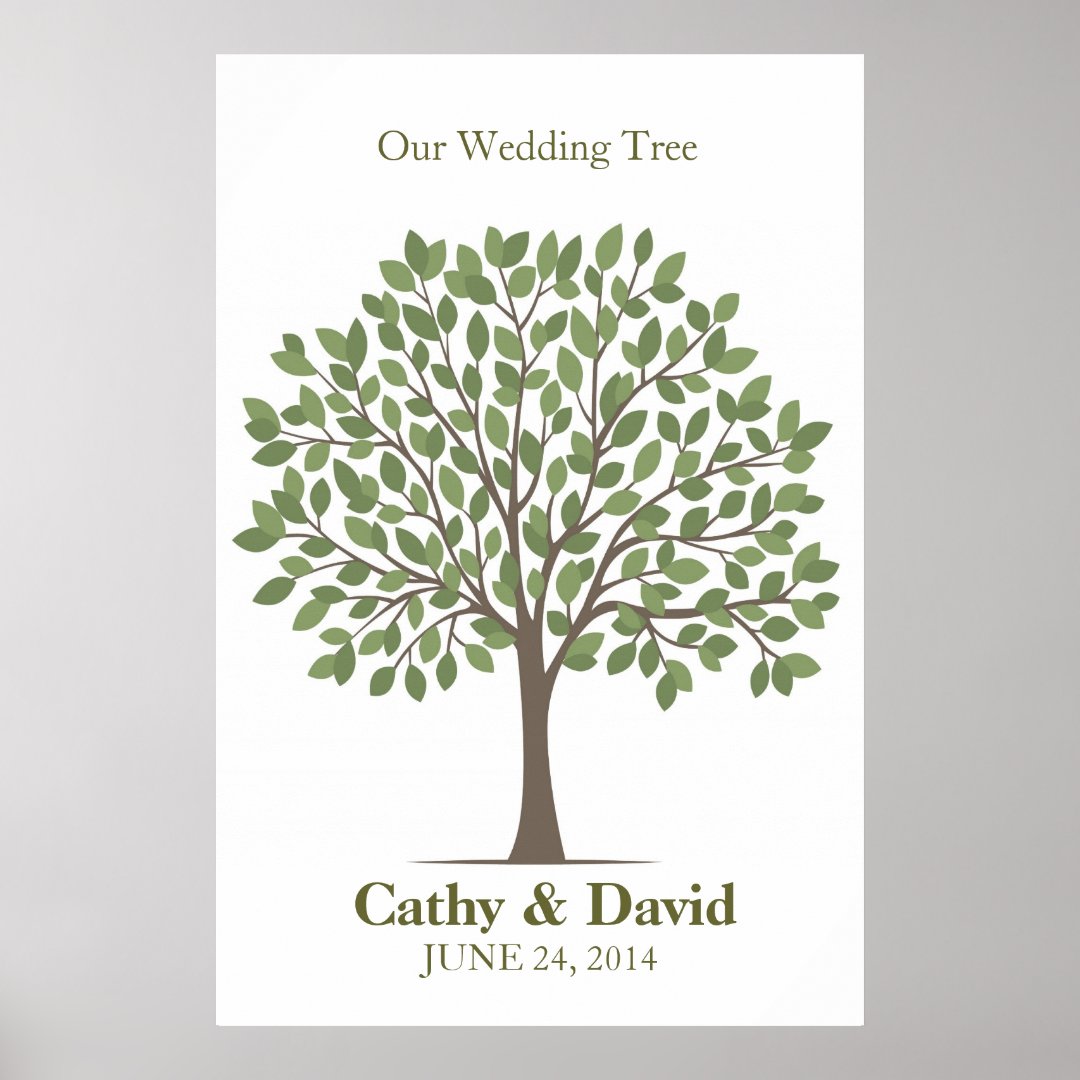 Wedding Signature Tree Poster – Natural Green–XL | Zazzle