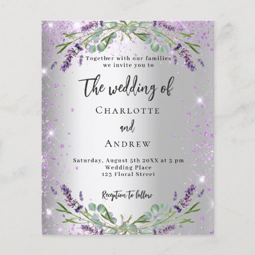 Wedding silver lavender QR RSVP budget invitation | Zazzle