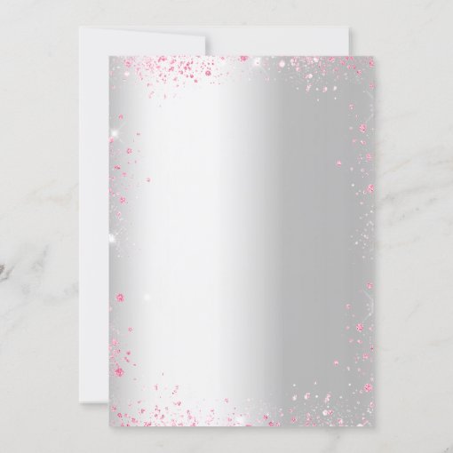 Wedding silver pink florals glitter luxury invitation | Zazzle