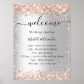 Wedding silver rose gold program timeline poster | Zazzle