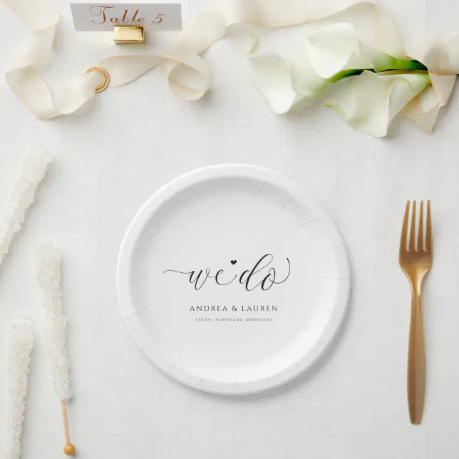Wedding Simple Elegant Script Paper Plates | Zazzle