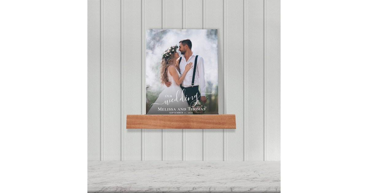 Wedding Simple Elegant Typography Photo Picture Ledge | Zazzle