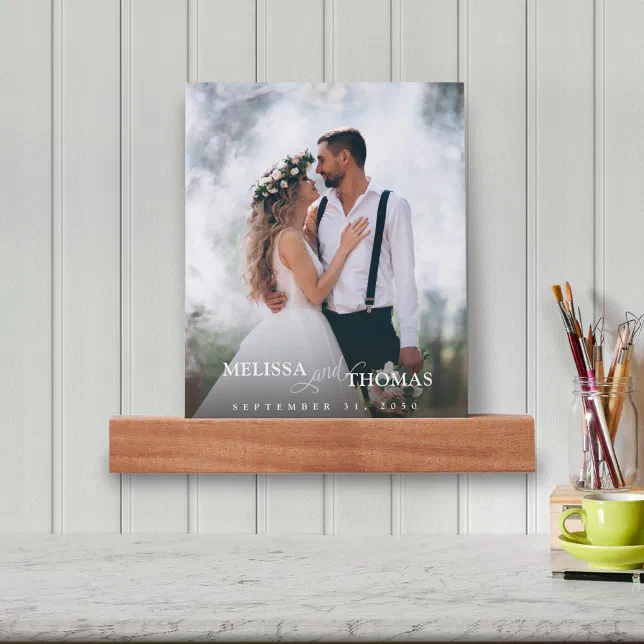 Wedding Simple Elegant Typography Picture Ledge | Zazzle