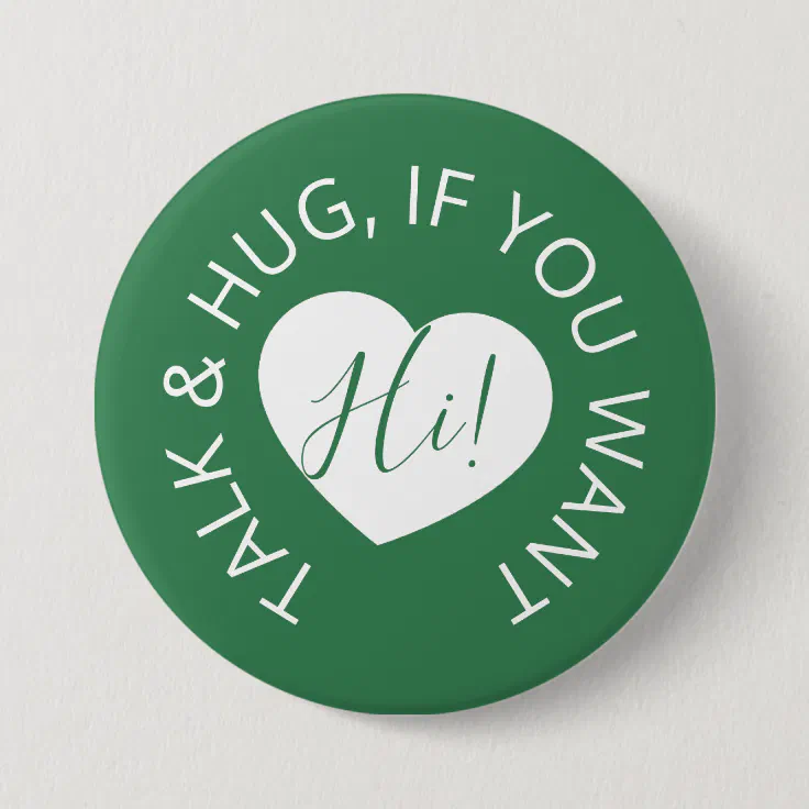 Wedding social distancing guest care green heart button | Zazzle