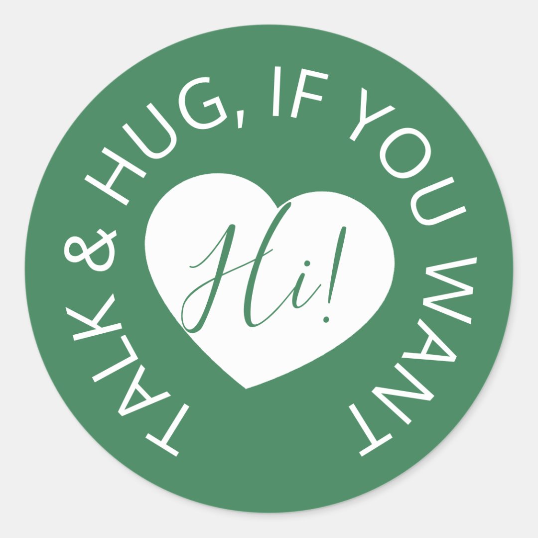 Wedding social distancing guest care green heart classic round sticker ...