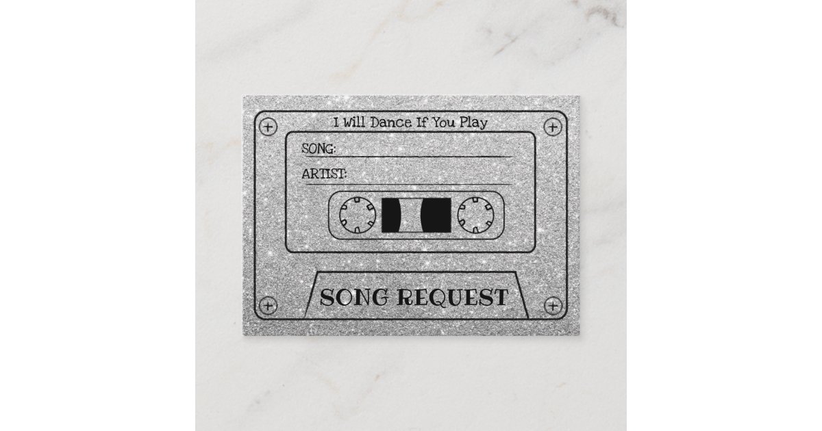 Wedding Song Request Modern Silver Cassette Insert | Zazzle