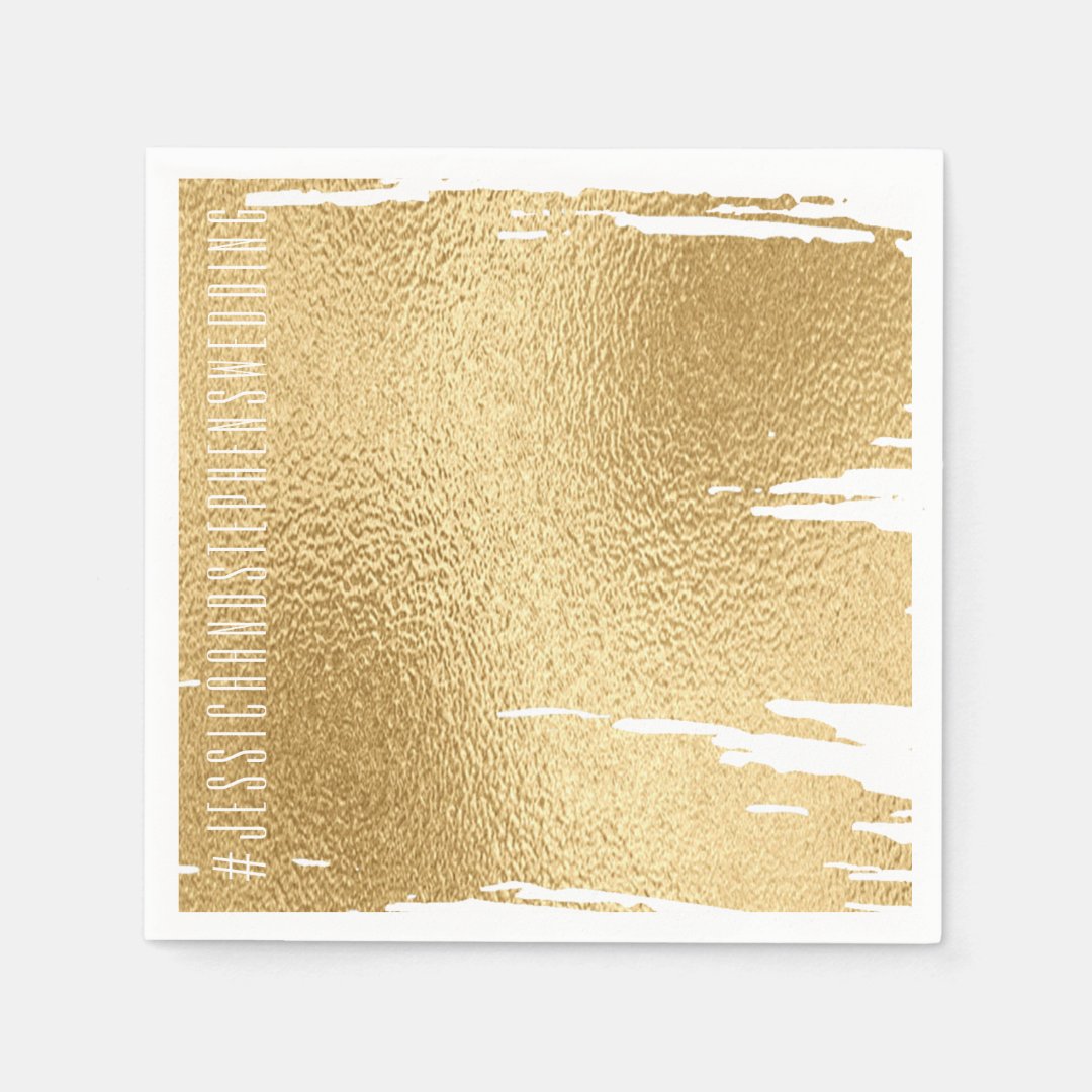Wedding Standard Napkin Elegant Gold and Black | Zazzle