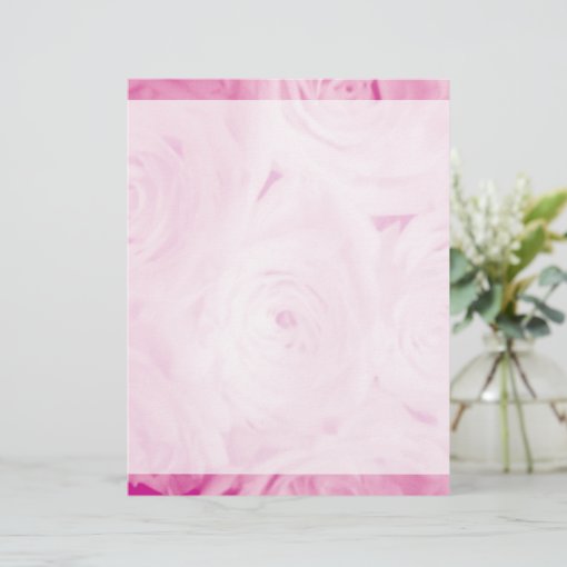 Wedding stationery | Pink rose flower letterhead | Zazzle