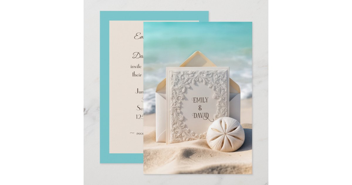 Wedding Stationery With Beach Sand Dollar Invitation | Zazzle