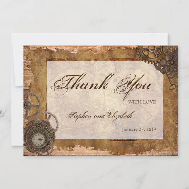 Wedding Steampunk Vintage Victorian Thank You Card | Zazzle