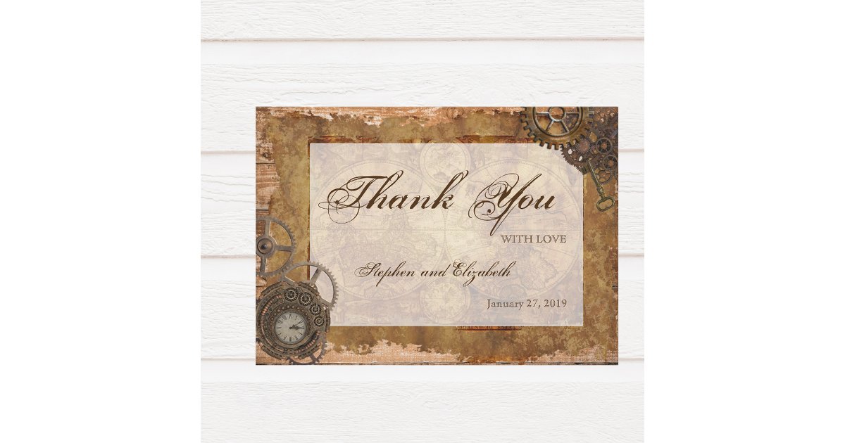 Wedding Steampunk Vintage Victorian Thank You Card | Zazzle