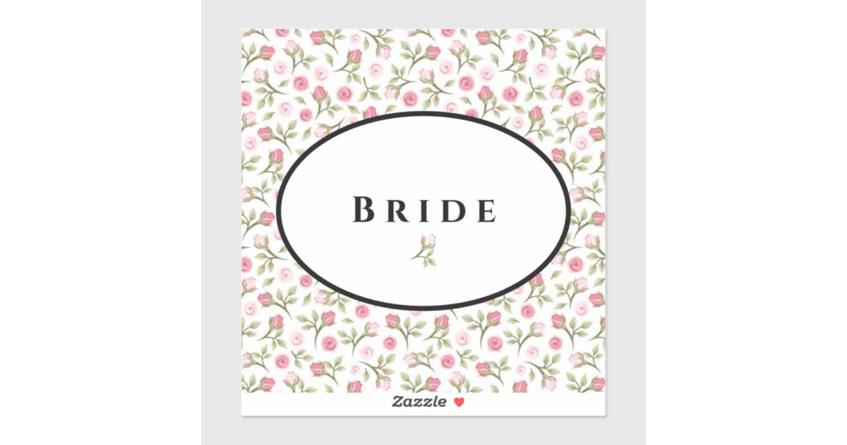 Wedding Sticker Bride Roses | Zazzle