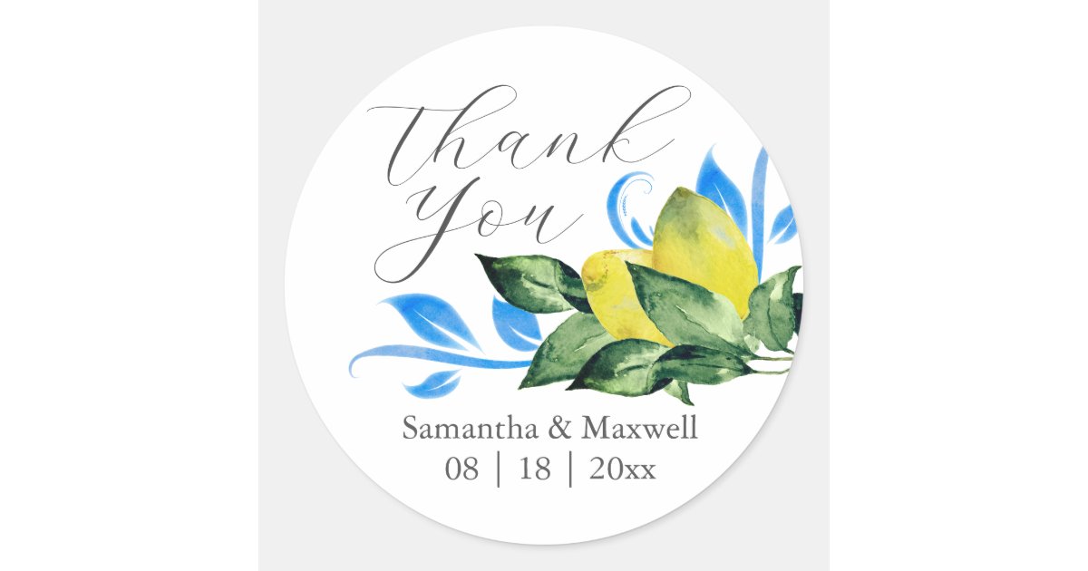 Wedding Sticker Thank You Lemons | Zazzle