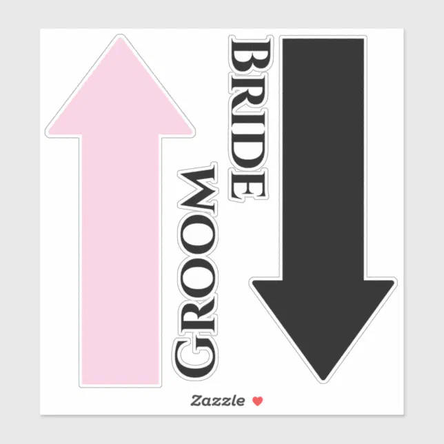 Wedding Stickers Bride & Groom With Arrows | Zazzle