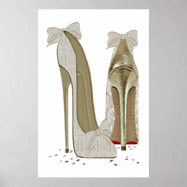 Wedding Stiletto High Heels Art Poster | Zazzle