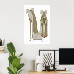 Wedding Stiletto High Heels Art Poster | Zazzle