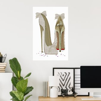 Wedding Stiletto High Heels Art Poster | Zazzle
