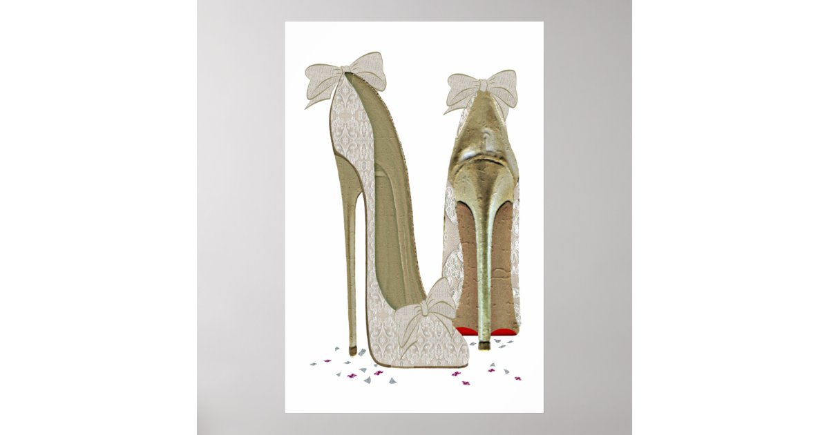 Wedding Stiletto High Heels Art Poster | Zazzle