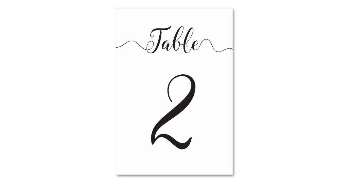 Wedding Table Card Table Number 2 | Zazzle