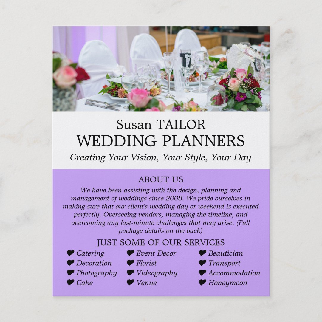 Wedding Table Display, Wedding Event Planner Flyer | Zazzle