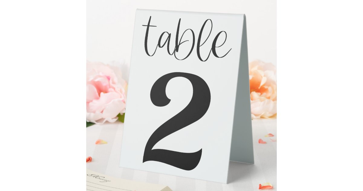 Wedding Table Number 2 Table Tent Sign | Zazzle