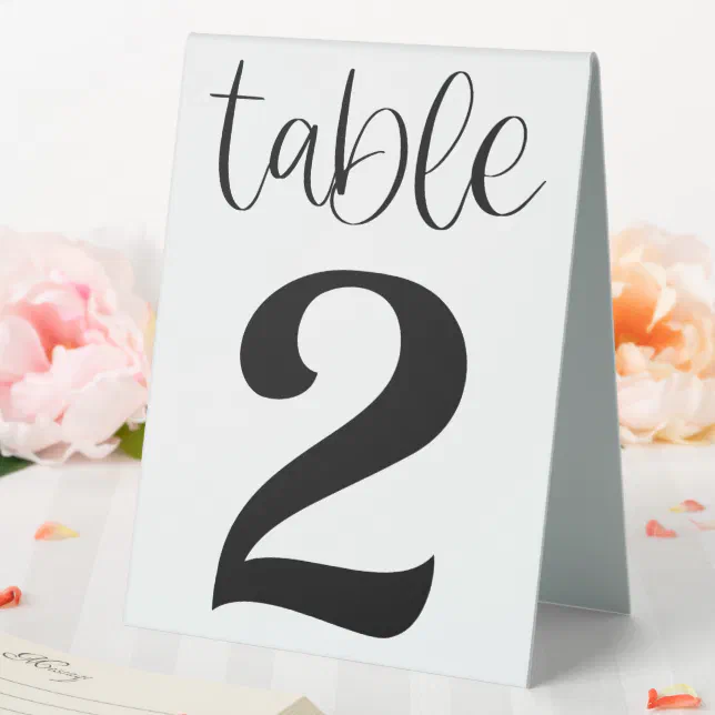 Wedding Table Number 2 Table Tent Sign | Zazzle