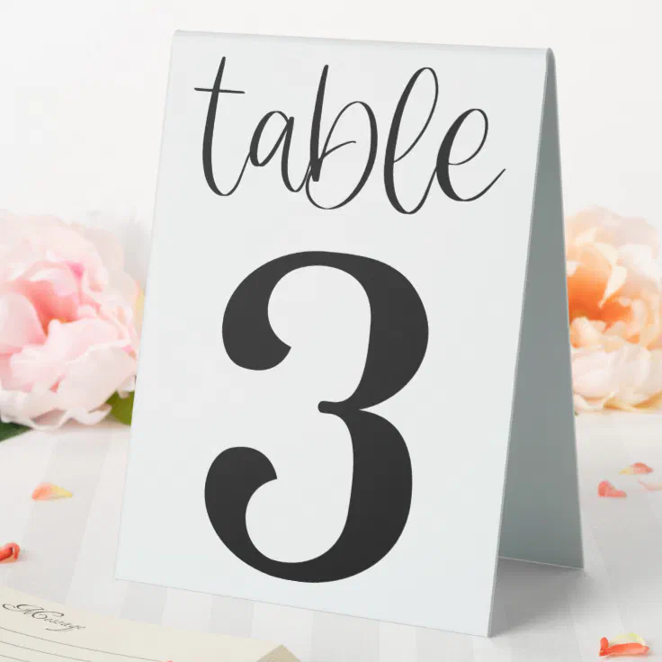 Wedding Table Number 3 Table Tent Sign | Zazzle