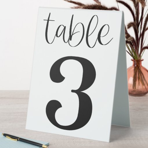 Wedding Table Number 3 Table Tent Sign | Zazzle