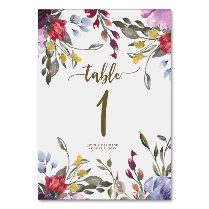 Wedding table number card boho wildflower | Zazzle.com