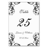 Wedding Table Number Cards | Black Damask Design | Zazzle