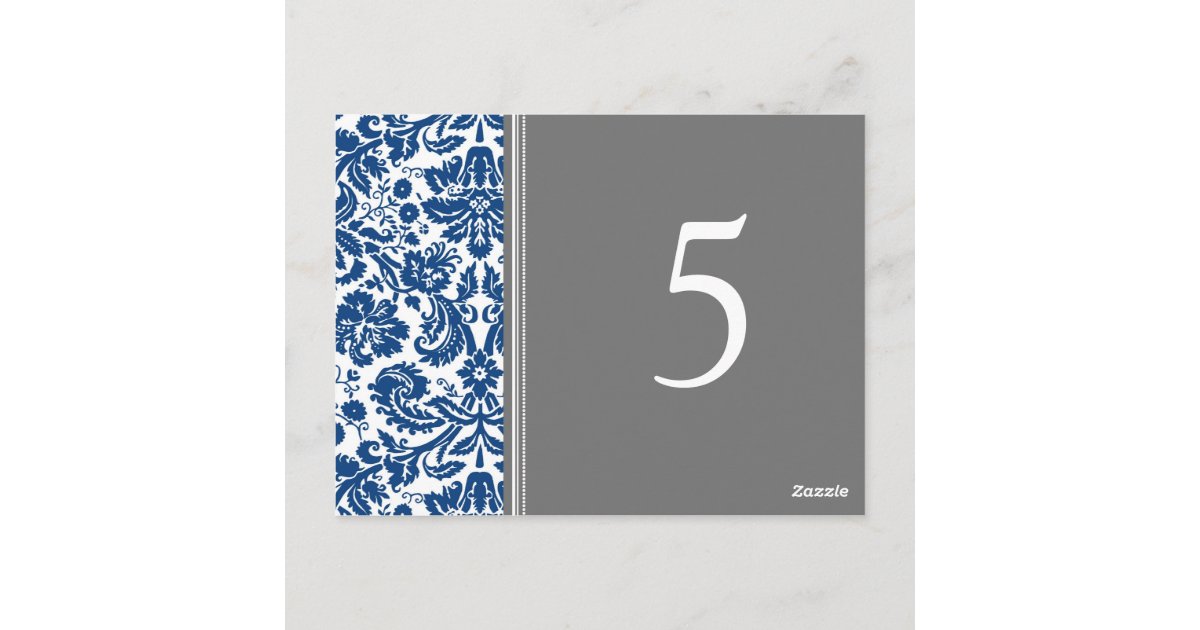Wedding Table Number Cards Blue Grey | Zazzle