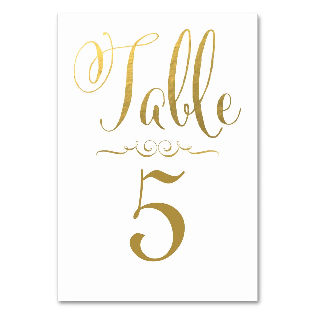 Wedding Table Number Cards Gold Foil Personalized | Zazzle