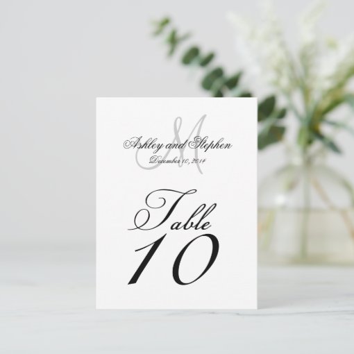 Wedding Table Number Cards Monogram Names Date | Zazzle