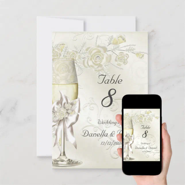 Wedding Table Number Gold Cream Pearl Floral Roses | Zazzle